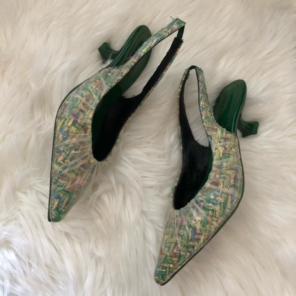 Rare Jeffrey Campbell Green Tweed Plastic Amulet - Gem